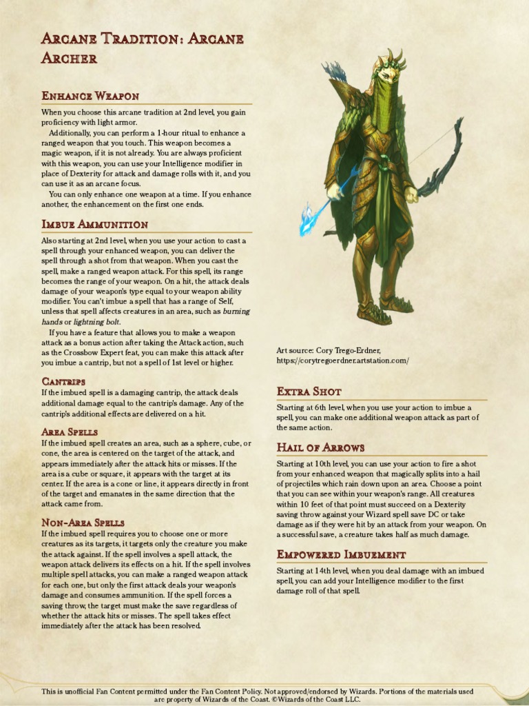 Arcane Tradition: Arcane Archer | PDF | Ammunition | Projectiles