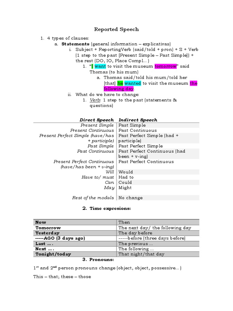 Reported Speech - David | PDF | Linguistics | Semantic Units