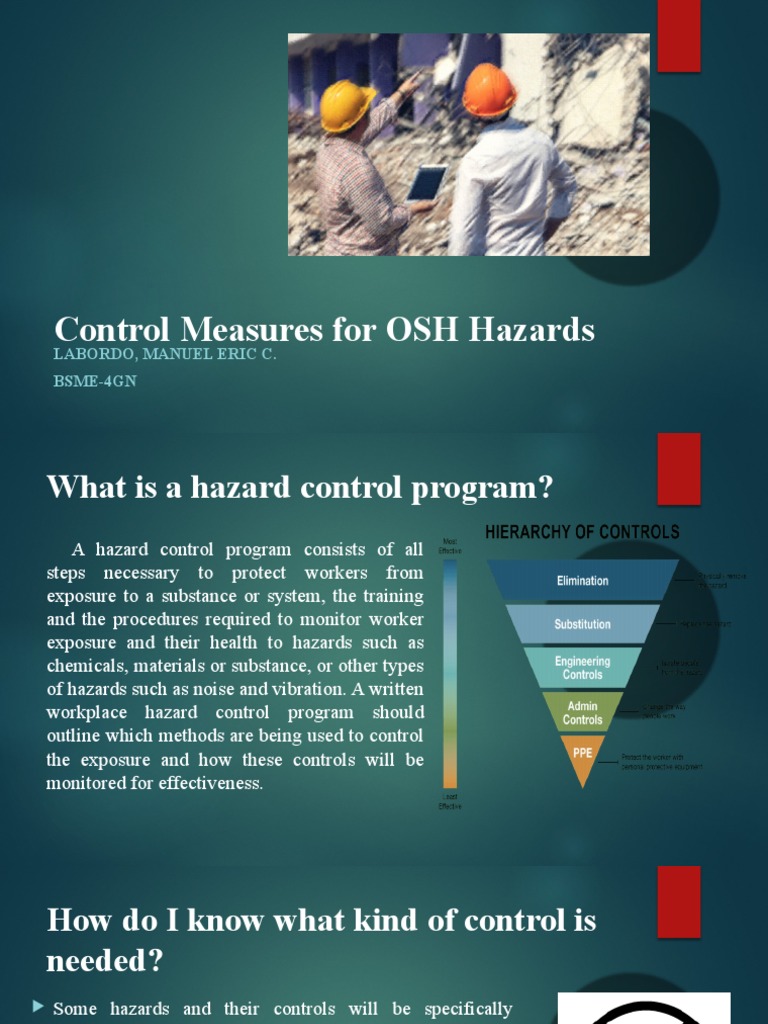Control Measures For OSH Hazards-Labordo, M.E.-4GN | Download Free PDF ...