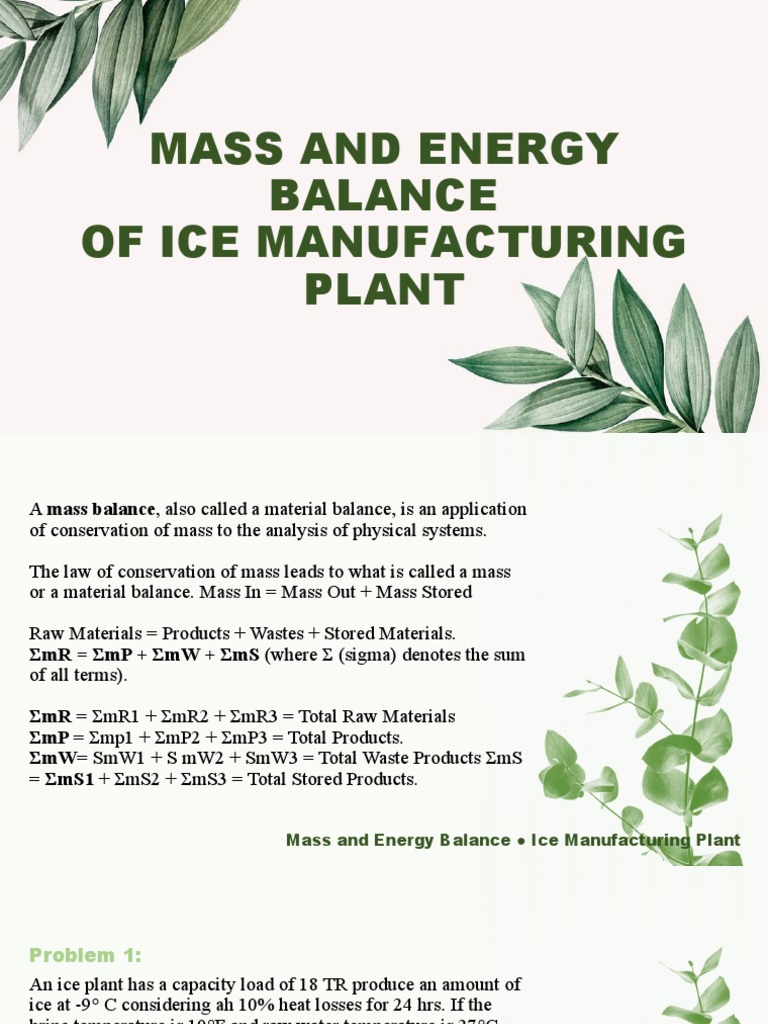Mass and Energy Balance of Ice Manufacturing Plant | PDF ...