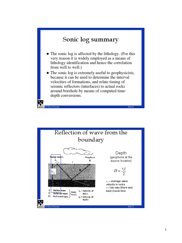 Sonic Log Summary: Reflection of Wave From The Boundary | PDF ...
