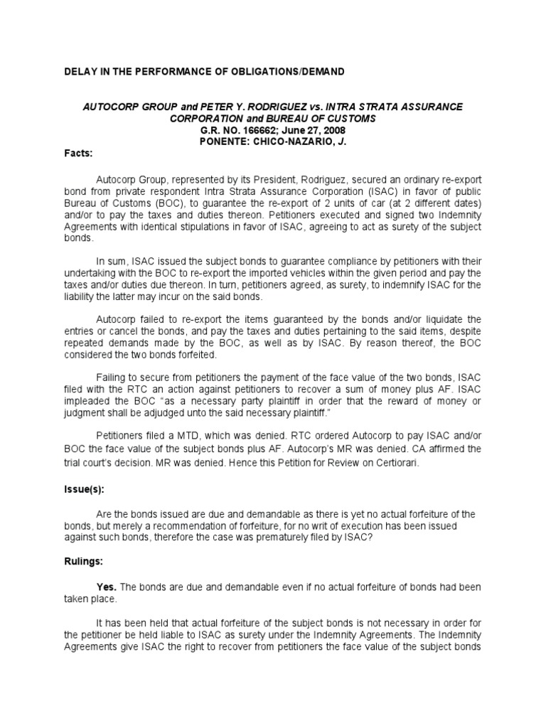 Autocorp Group vs. Intra Strata | PDF | Indemnity | Guarantee