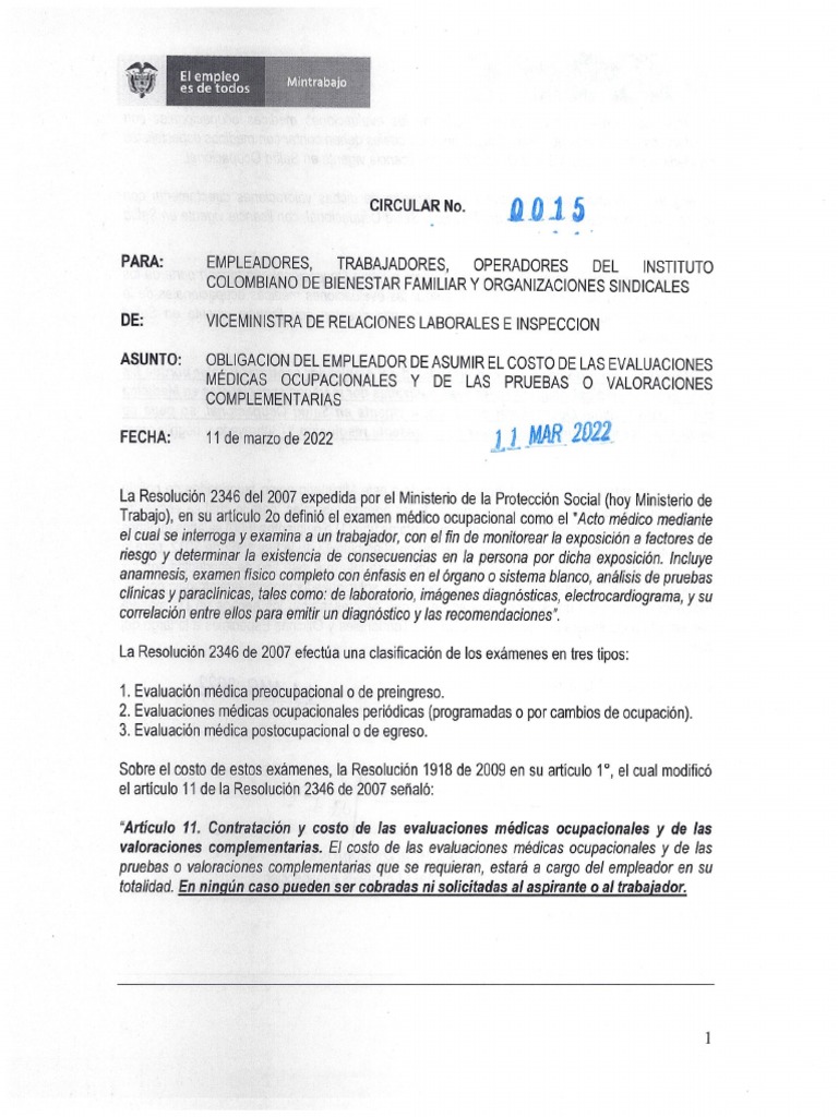 Circular 015 de 2022 | PDF