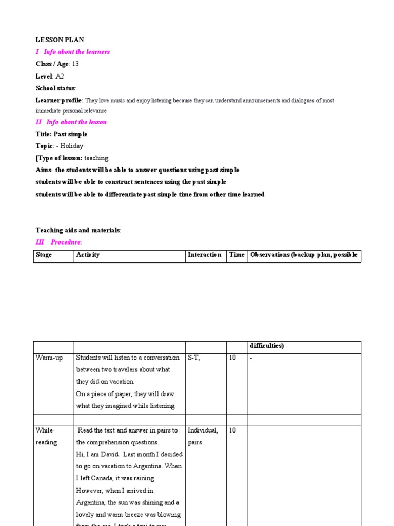 I Info About The Learners | Download Free PDF | Question | Lesson Plan