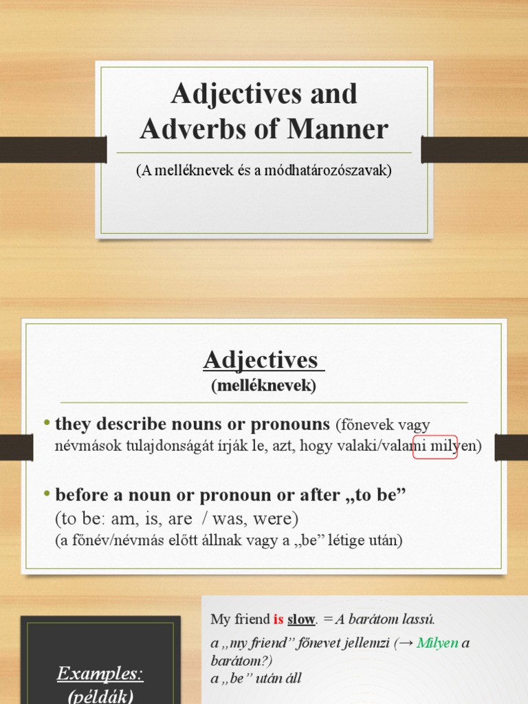 Adjectives + Adverbs of Manner | PDF