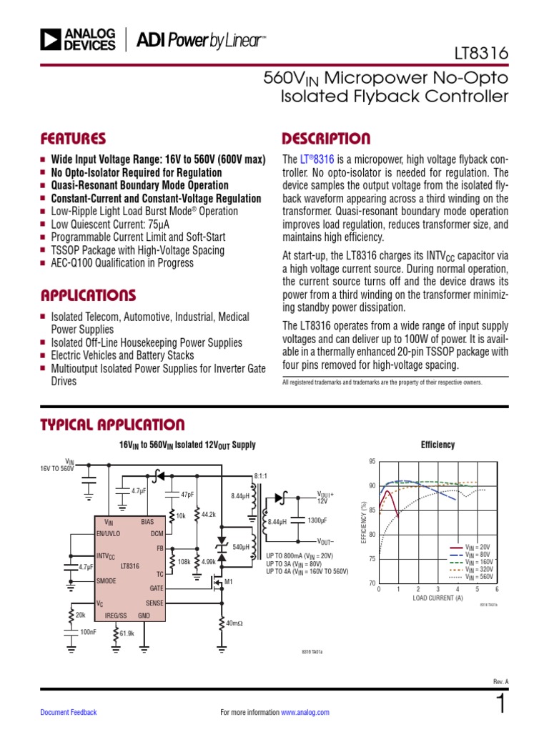 Features Description: LT8316 560V Micropower No-Opto Isolated Flyback ...