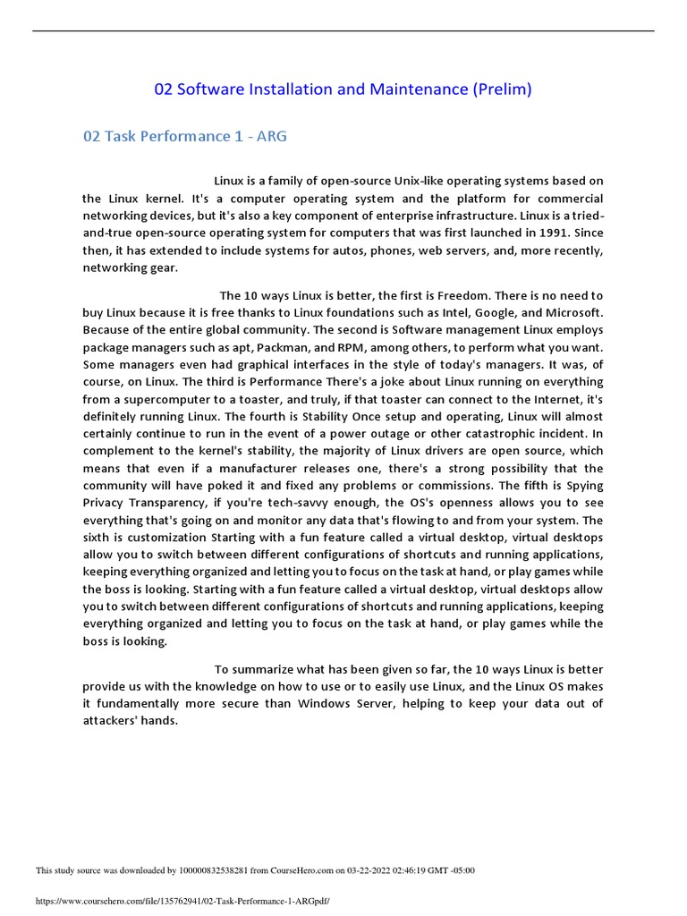 02 Task Performance 1 ARG PDF | PDF | Linux | Operating System