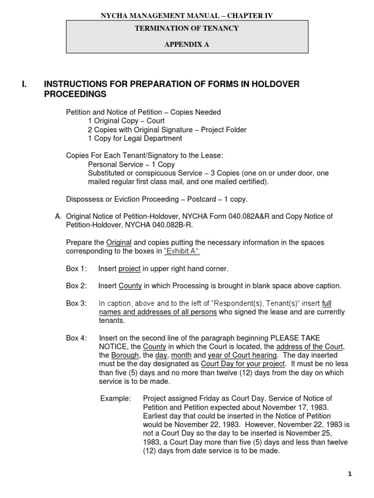 NYCHA Management Manual Chapter IV - APPENDIX A | PDF | Leasehold ...