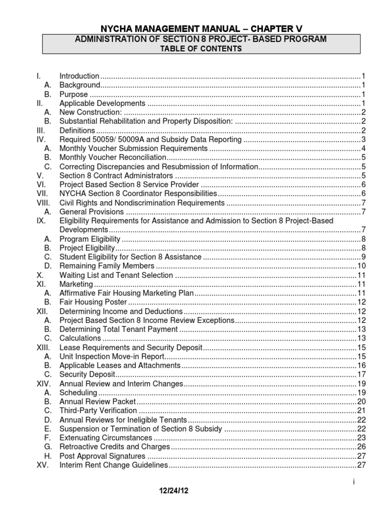 NYCHA Section 8 Management Manual | PDF | Section 8 (Housing) | Lease