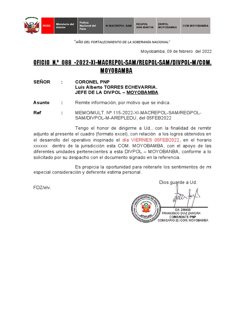 Oficio Remitir Informacion | PDF