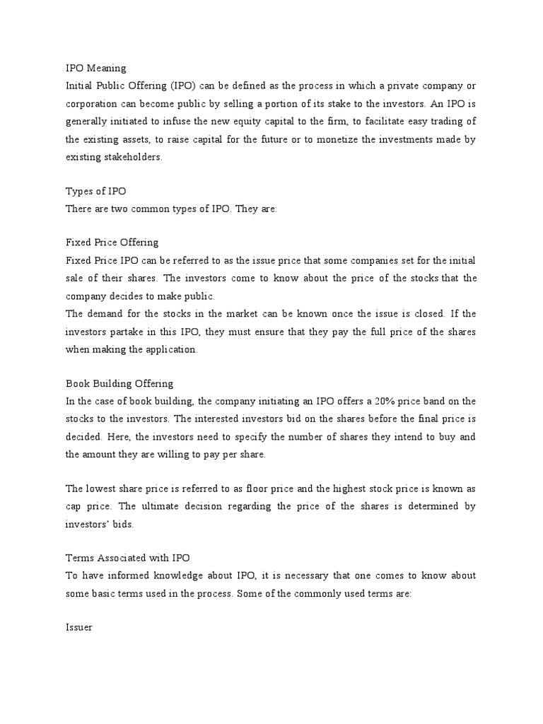 IPO Process and Grading | PDF | Initial Public Offering | Stocks