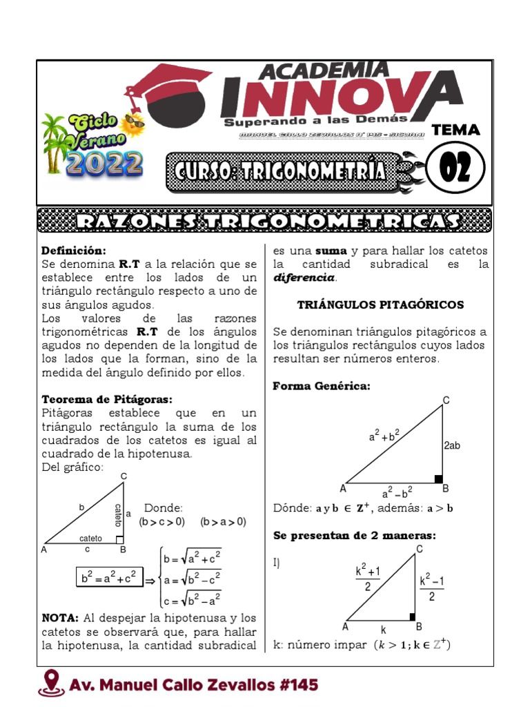 Tema #02 Trigo | PDF | Funciones trigonométricas | Triángulo