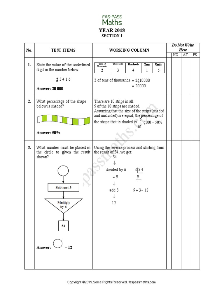 SEA Maths 2018 | PDF