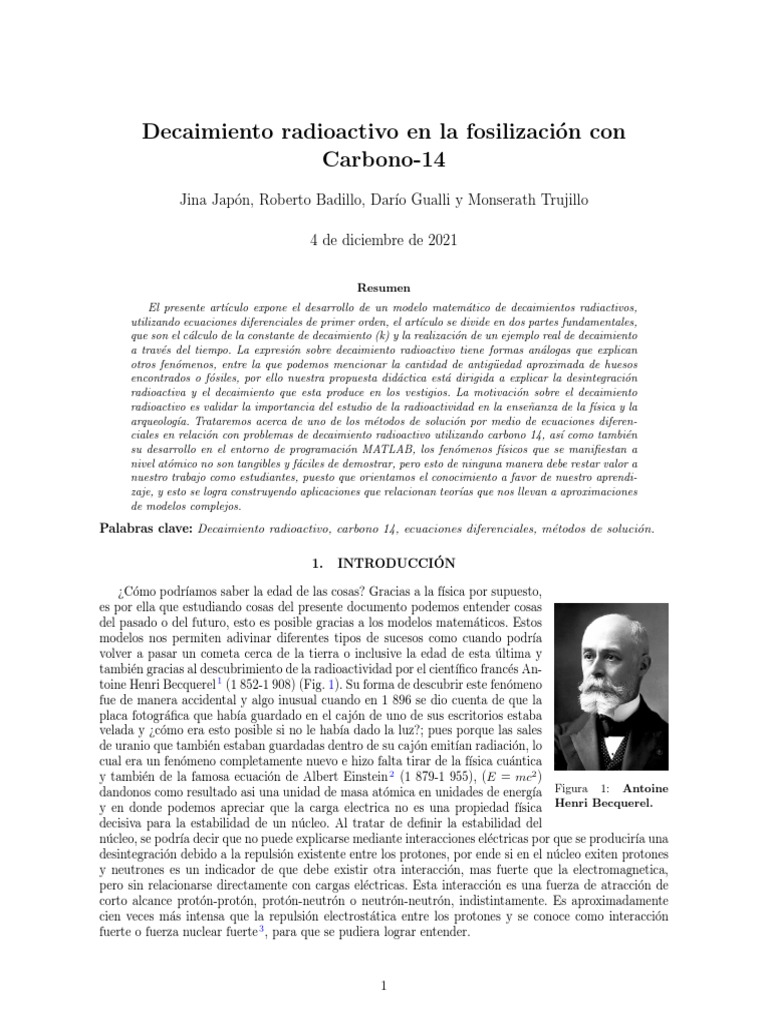 Decaimiento Radioactivo y Carbono-14 | PDF | Desintegración radioactiva ...