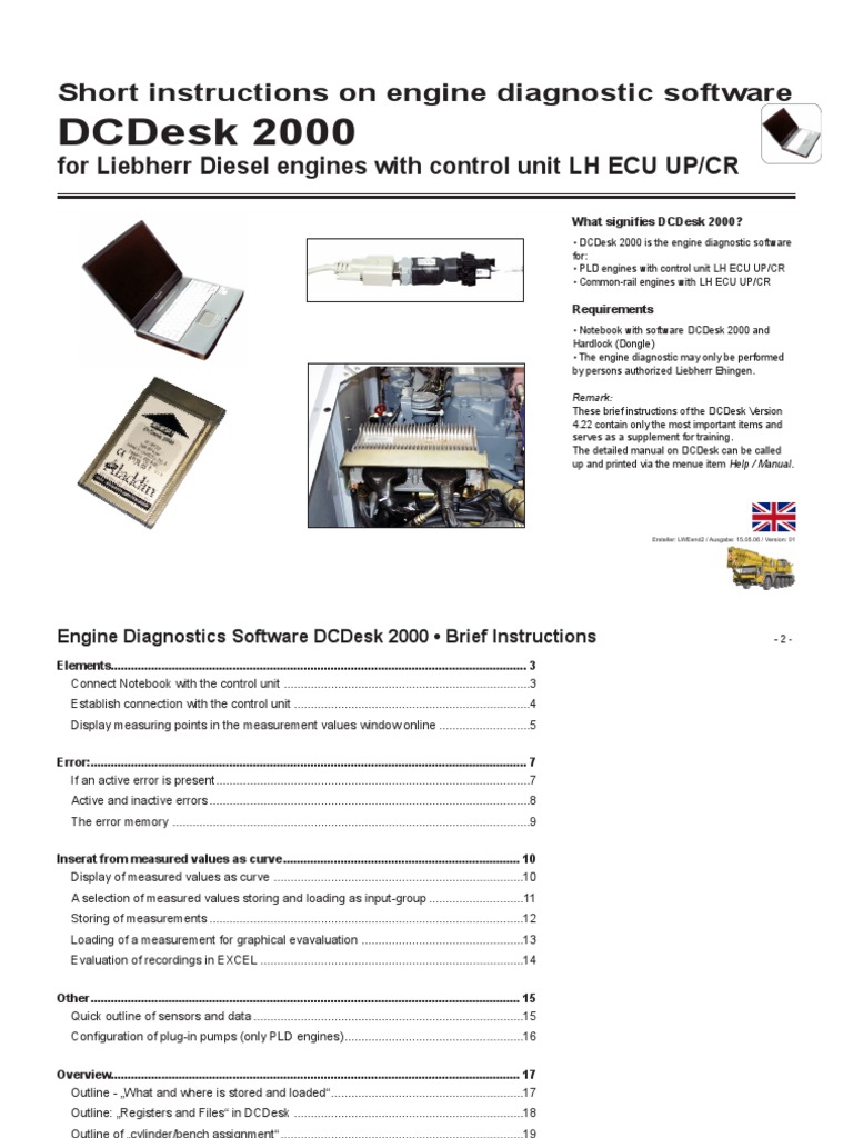 Brief Instructions for Using Engine Diagnostic Software DCDesk 2000 to Diagnose Liebherr Diesel ...