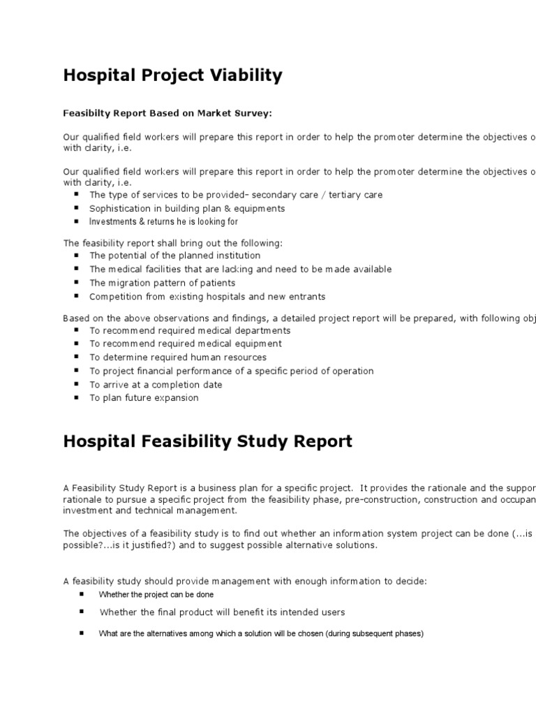 Hospital Project Viability | PDF | Feasibility Study | Hospital