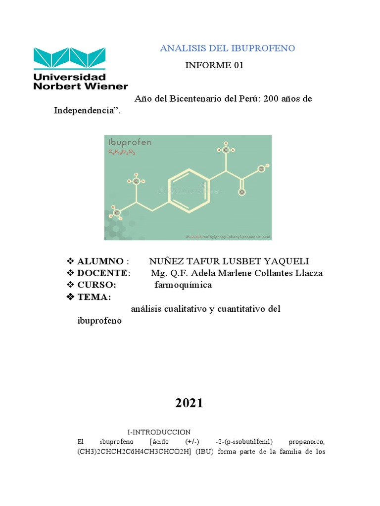Analisis Del Ibuprofeno | PDF | Droga anti-inflamatoria libre de esteroides | Cromatografía