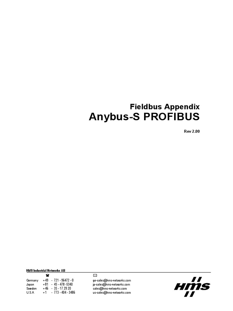Anybus-S PROFIBUS: Fieldbus Appendix | PDF | Input/Output | Specification (Technical Standard)