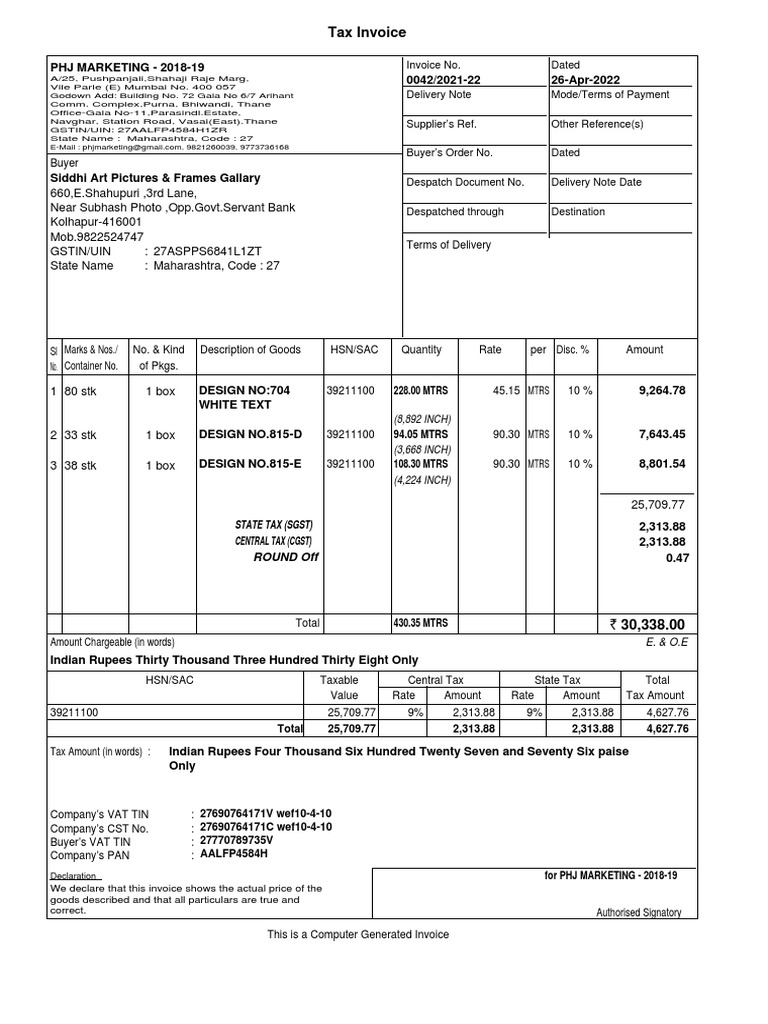 Siddhi 2604 | Descargar gratis PDF | Invoice | Taxation