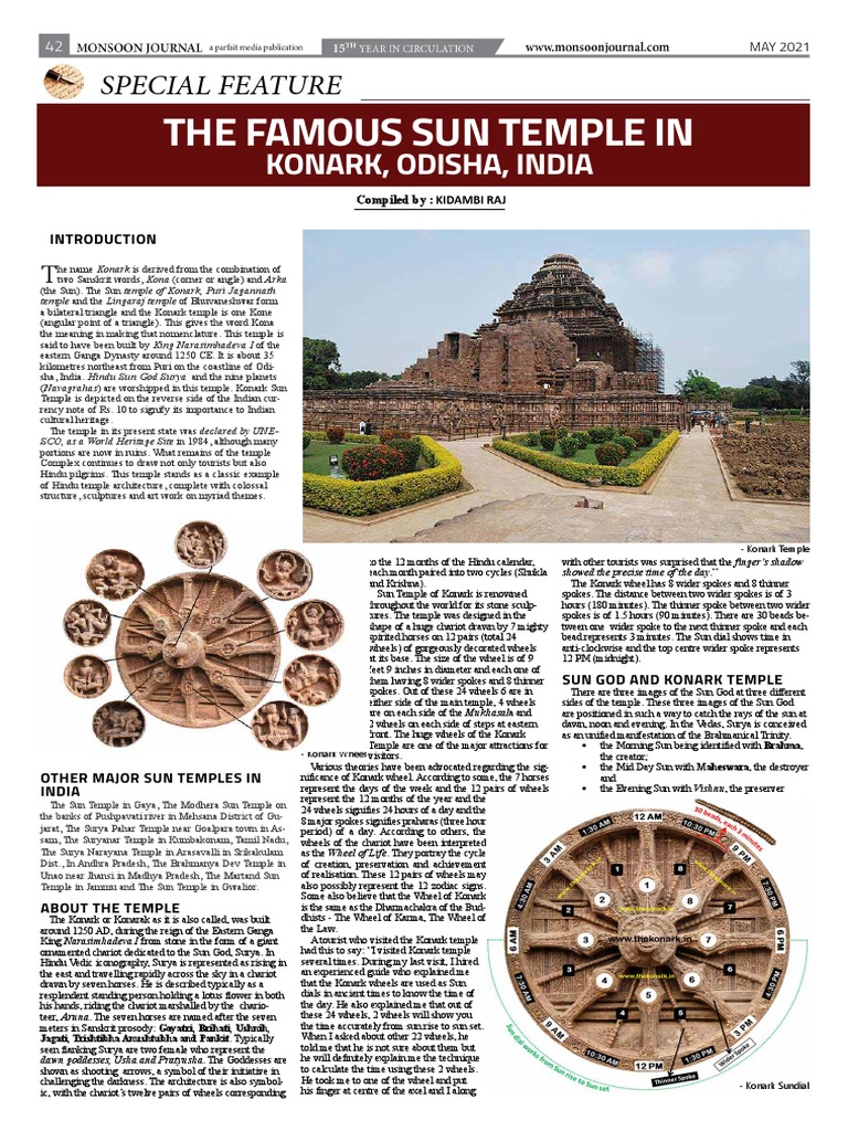The Famous Sun Temple In: Konark, Odisha, India | PDF