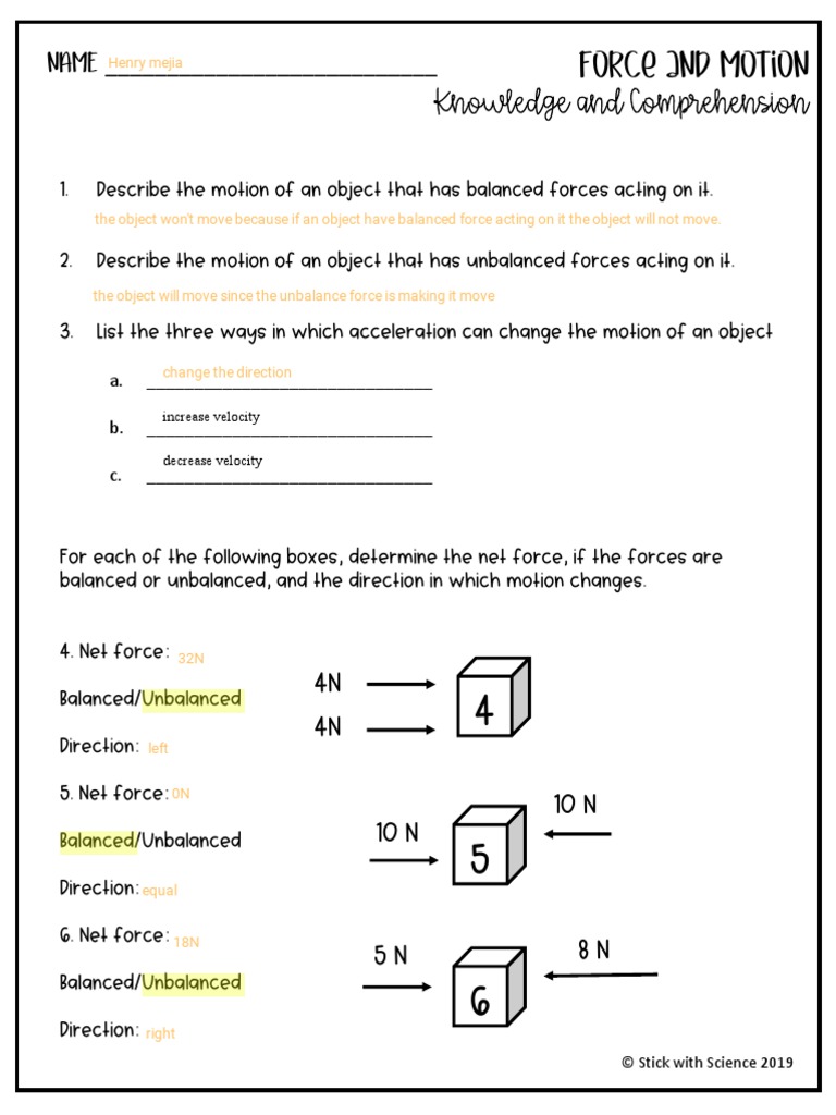 Kami Export ForceandMotionWorksheets 1 Part 1 | PDF | Force | Acceleration