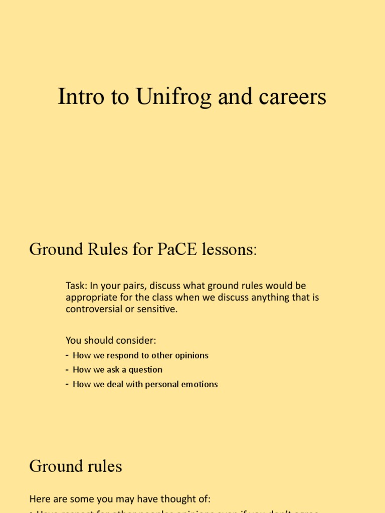 L1 Intro To Unifrog and Careers | PDF | Teachers | Psychological Concepts