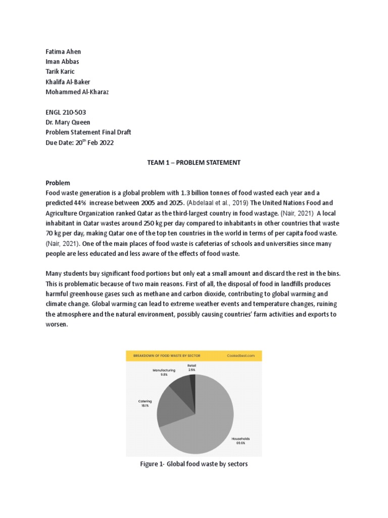 Reducing Food Waste in Qatar's Cafeterias | PDF | Waste | Climate Change