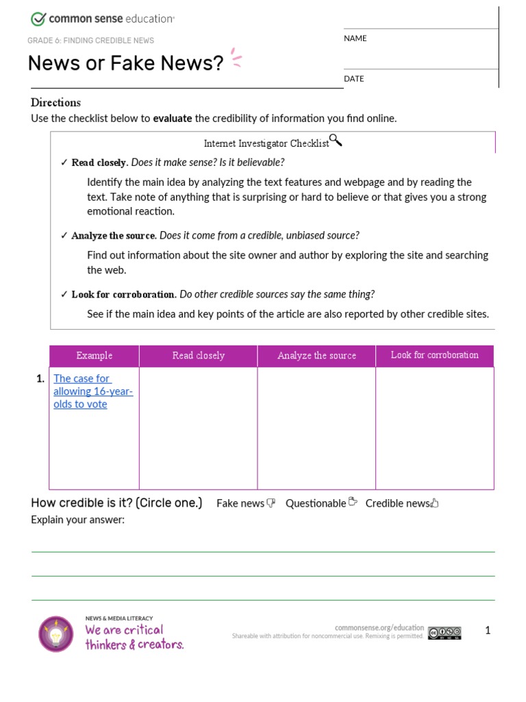 News or Fake News Student Handout 1 | PDF | News | World Wide Web