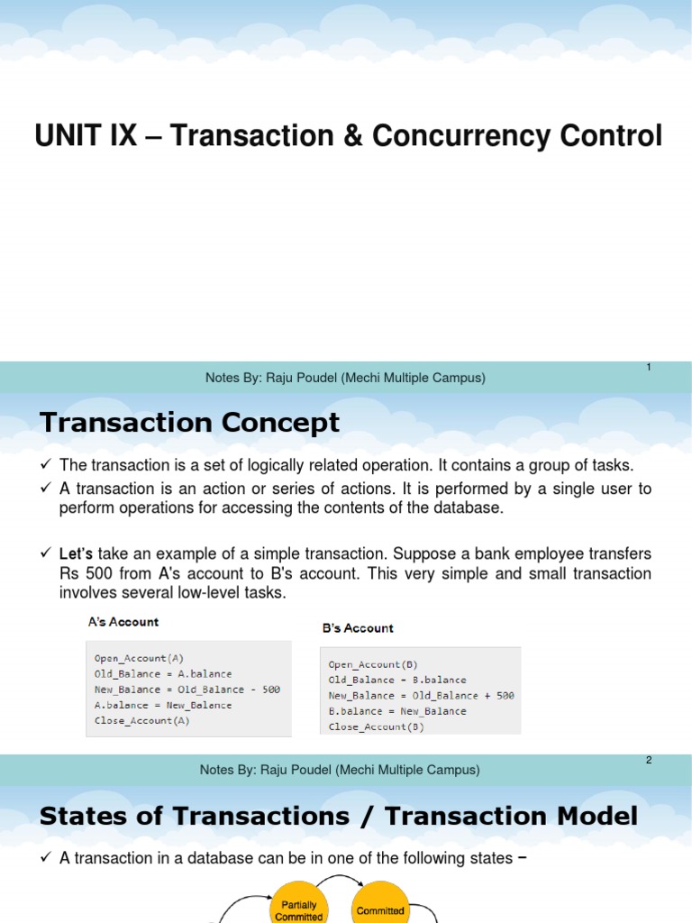 Unit Ix Transaction Concurrency Control Download Free Pdf Database Transaction Acid