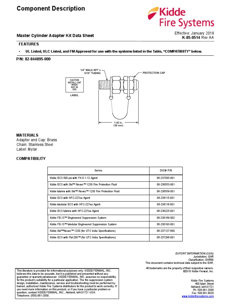 2018 Master Cylinder Adapter Kit | PDF
