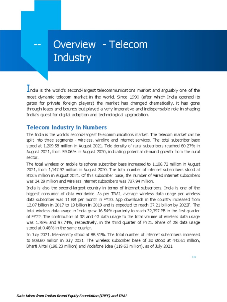 Overview - Telecom Industry | Download Free PDF | Telecommunications ...