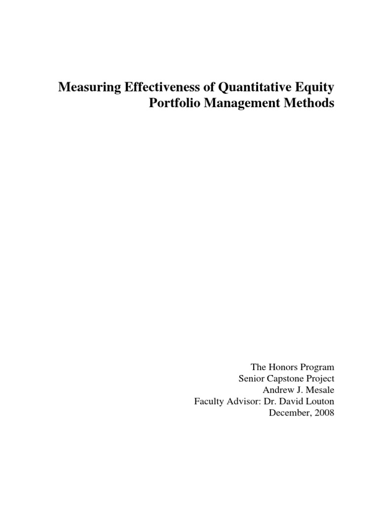 Quantitative Equity Portfolio Analysis | PDF | Finance & Money ...