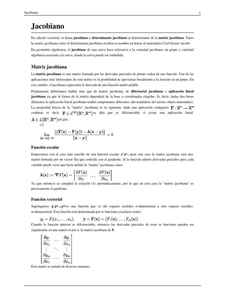 Introducción al Jacobiano | PDF | Matriz (Matemáticas) | Funciones y mapeos