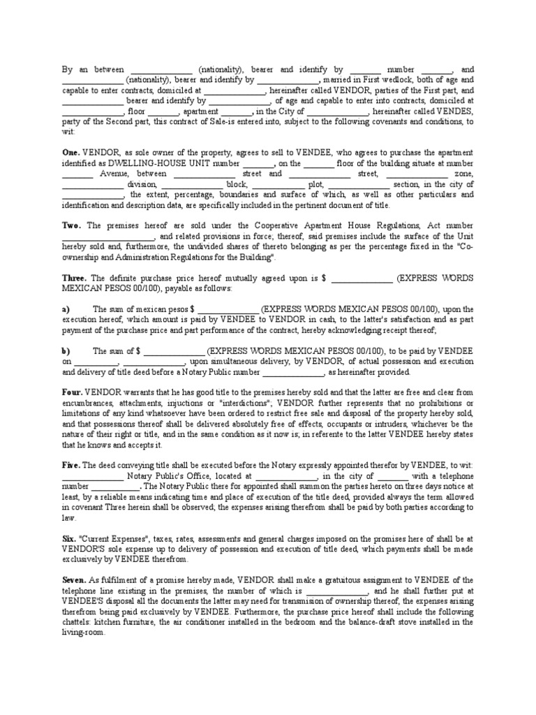 Contrato de Compraventa en Ingles 2 | PDF | Mortgage Law | Deed