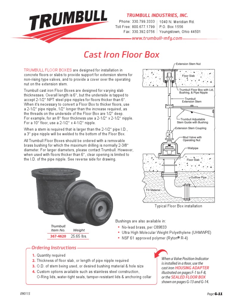 Cast Iron Floor Box: Trumbull Industries, Inc | PDF | Pipe (Fluid ...