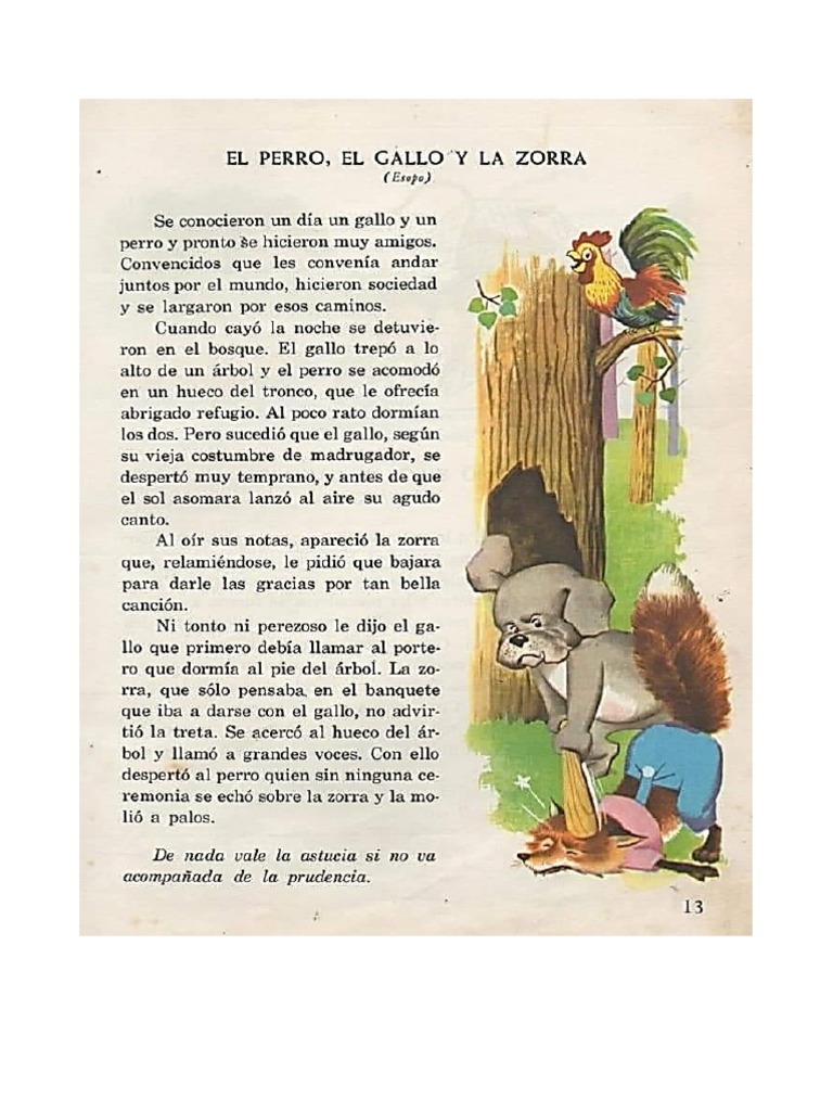 Fabula El Perro El Gallo y La Zorra | PDF
