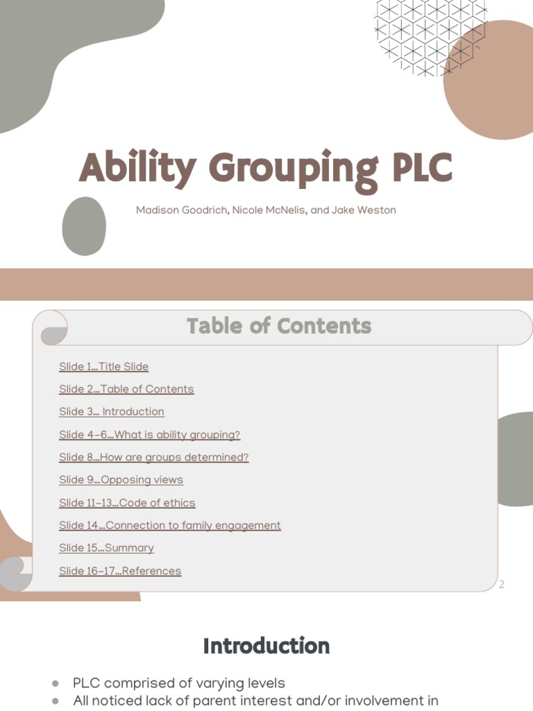 Ability Grouping Presentation | PDF | Gifted Education | Teachers