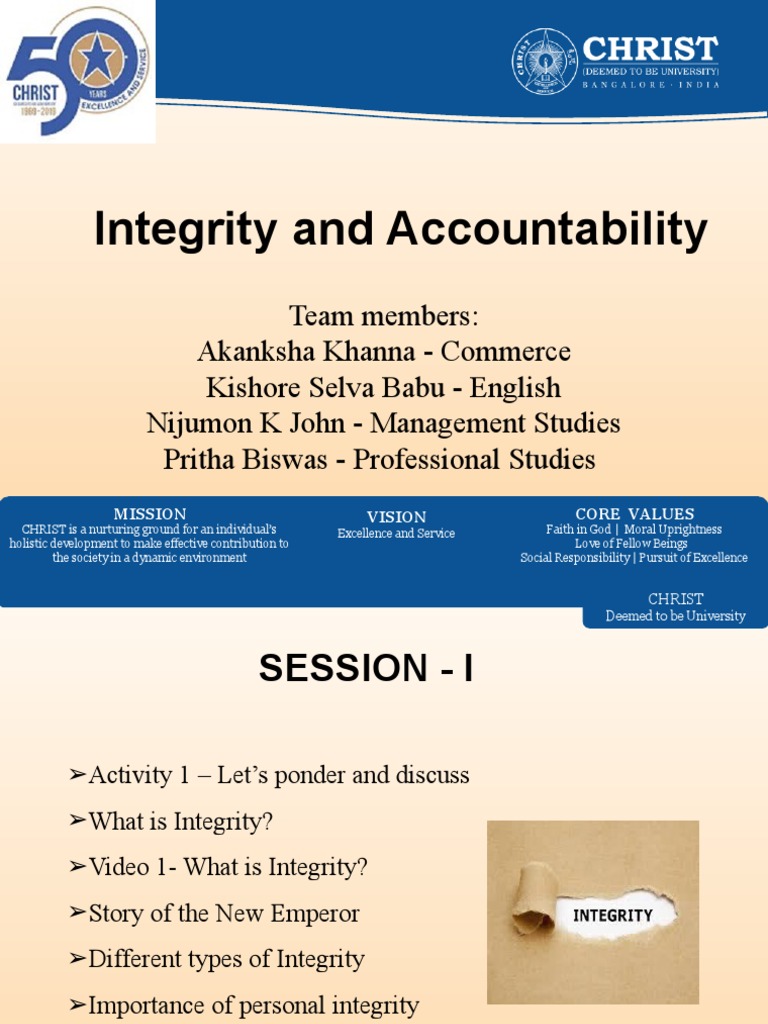 Integrity and Accountability Workshop Guide | PDF | Integrity ...