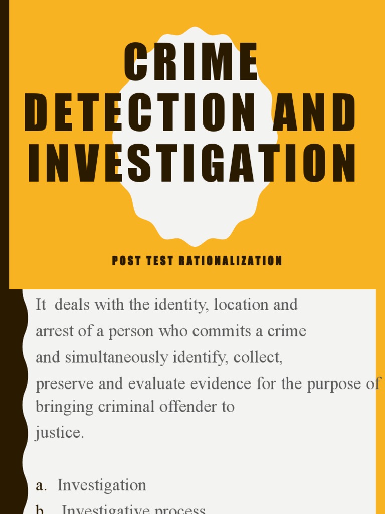 Crime Detection and Investigation | PDF | Confession (Law) | Traffic