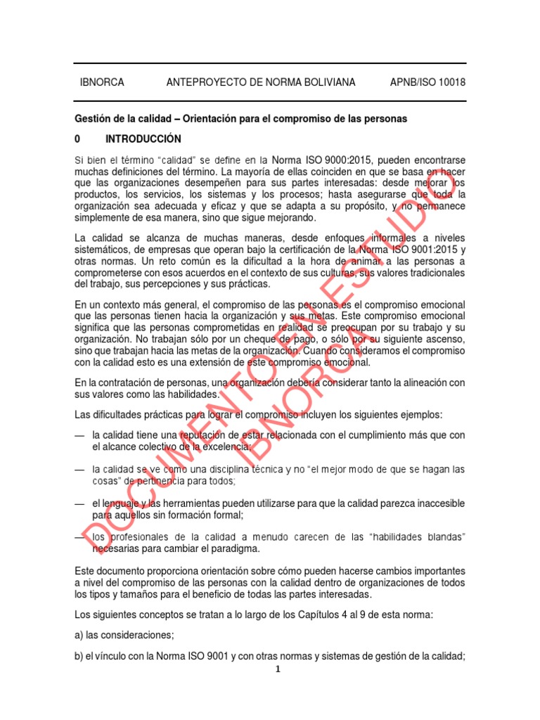 Apnb Iso 10018 (C.P) | PDF | Gestión de la calidad | Liderazgo