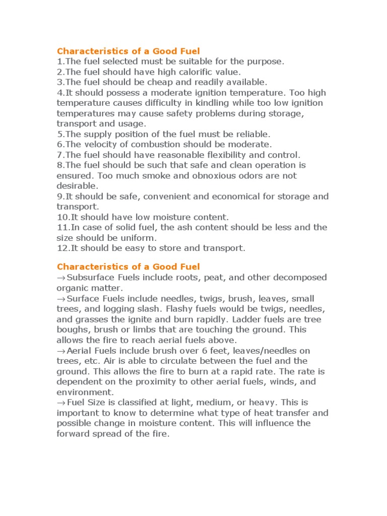 Characteristics of A Good Fuel | PDF | Fossil Fuel Power Station ...