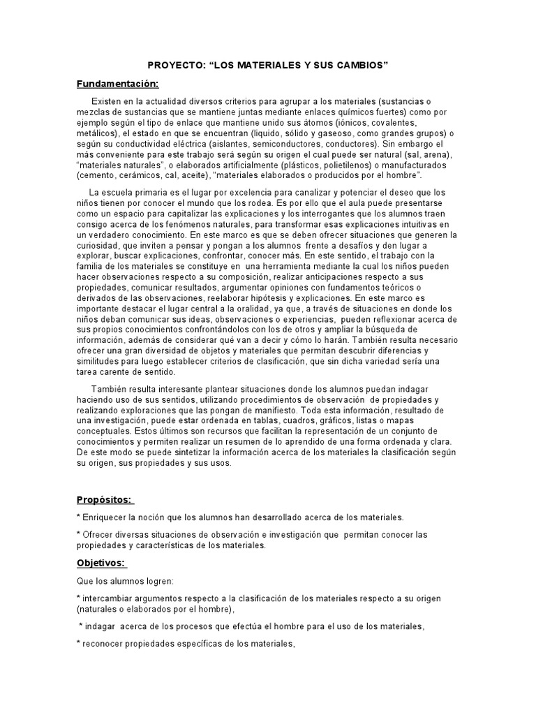 Proyecto Los Materiales | PDF | Sólido | Materiales