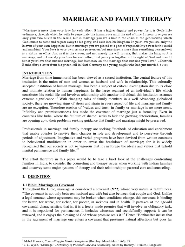Marriage and Family Therapy | PDF | Psychotherapy | Psychoanalysis