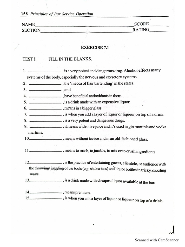 Flair Bartending Quiz | PDF