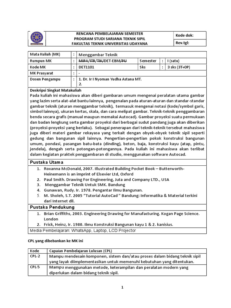 RPS Menggambar Teknik | PDF