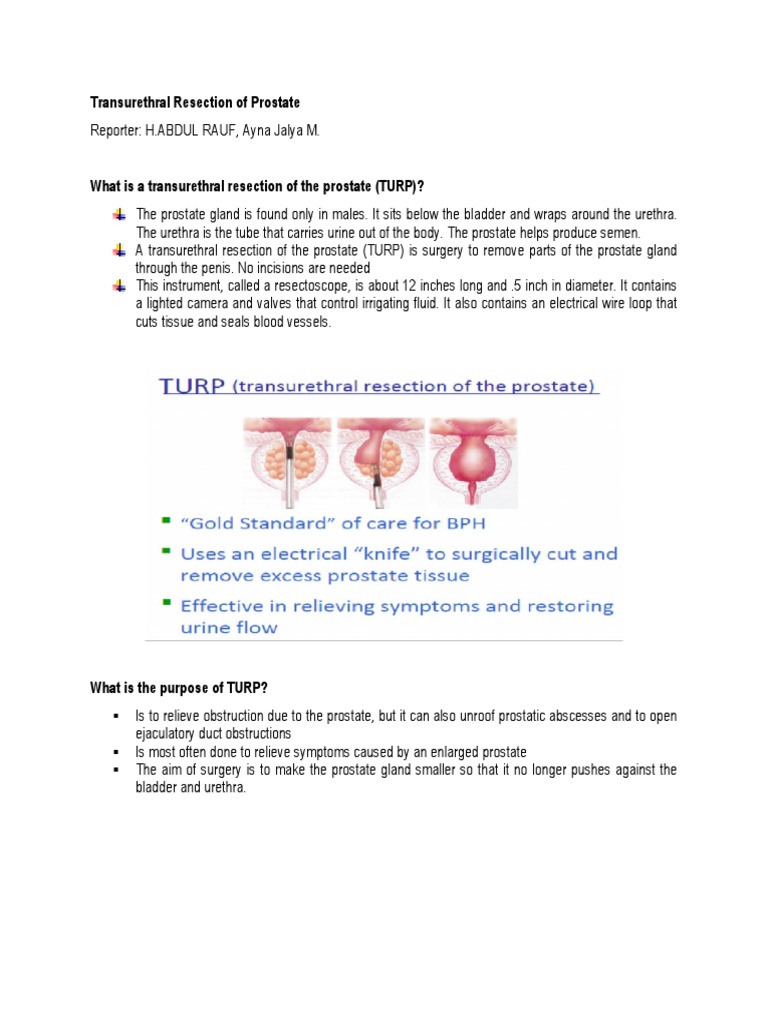 Transurethral Resection of Prostate | PDF | Prostate | Surgery