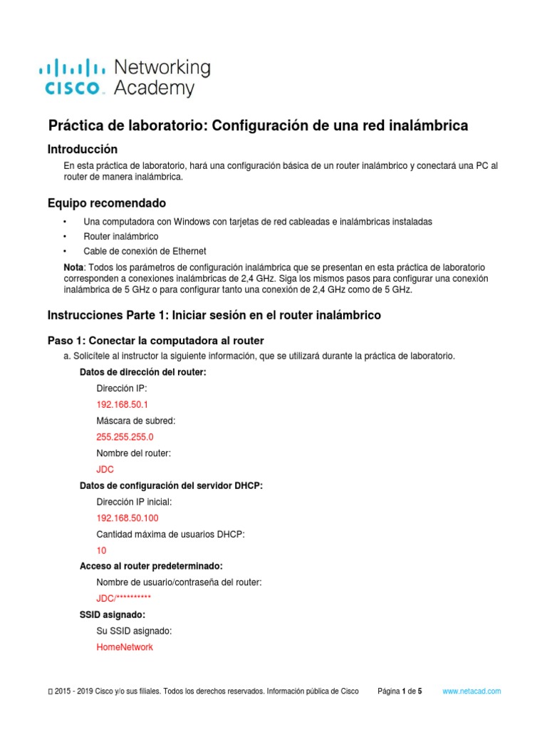 6.1.3.10 Lab - Configure A Wireless Network. | PDF | Punto de acceso inalámbrico | Dirección IP
