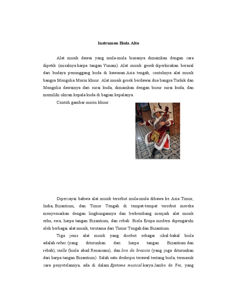 Sejarah dan Evolusi Biola Alto | PDF