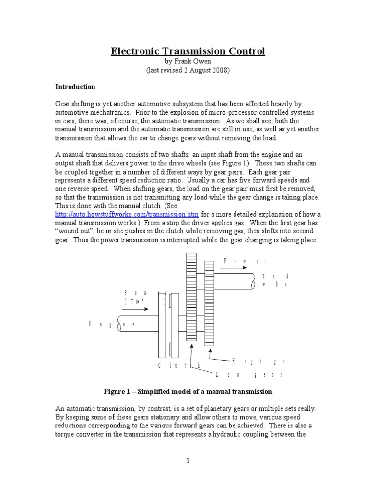 Electronic Transmission Control | PDF | Manual Transmission ...