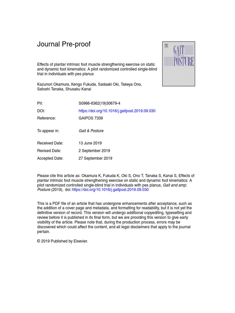 Journal Pre-Proof: Gait & Posture | PDF | Foot | Musculoskeletal System